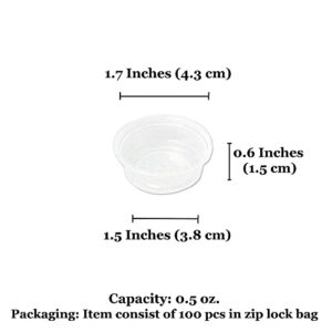 Meric Gecko Food Container, Transparent PVC Plastic Cups for Feeding & Drinking, No-Leak and Escape Design to Keep Mealworms Inside, 100 Pieces per Pack