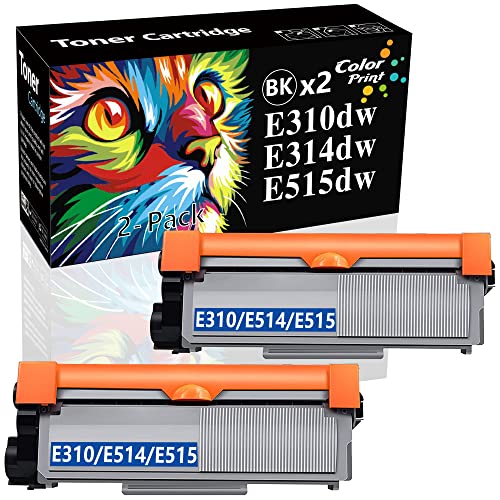 (2-Pack, Black) Compatible ColorPrint E515DW Toner Cartridge Replacement for Dell E310dw E310 E514dw E515dn E515 593-BBKD Laser Printer