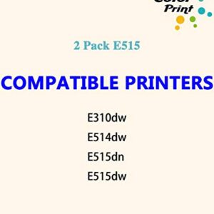 (2-Pack, Black) Compatible ColorPrint E515DW Toner Cartridge Replacement for Dell E310dw E310 E514dw E515dn E515 593-BBKD Laser Printer