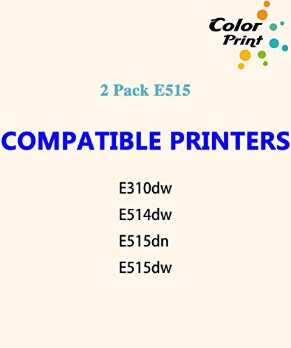 (2-Pack, Black) Compatible ColorPrint E515DW Toner Cartridge Replacement for Dell E310dw E310 E514dw E515dn E515 593-BBKD Laser Printer