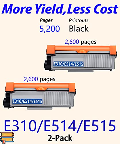 (2-Pack, Black) Compatible ColorPrint E515DW Toner Cartridge Replacement for Dell E310dw E310 E514dw E515dn E515 593-BBKD Laser Printer