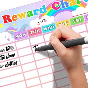 Chore Chart for Kids Dry Erase Reward Chart Reusable Self-Adhesive Behavior Chart for Home Classroom,Cute Unicorn Chore Chart 10 Pack,14.5 x 11 Inches