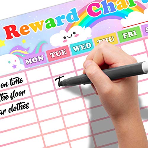 Chore Chart for Kids Dry Erase Reward Chart Reusable Self-Adhesive Behavior Chart for Home Classroom,Cute Unicorn Chore Chart 10 Pack,14.5 x 11 Inches