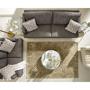 Signature Design by Ashley Arcola Modern Loveseat with Chrome Legs & Accent Pillows, Dark Gray