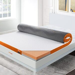 maxzzz mattress topper twin, 3 inch memory foam bamboo charcoal & copper dual side mattress topper, foam topper with breathable removable cover, ventilated & certipur-us certified bed topper