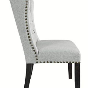 Signature Design by Ashley Jeanette Casual Tufted Back Dining Bench or Sette with Nailhead Trim, Gray