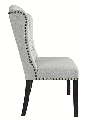 Signature Design by Ashley Jeanette Casual Tufted Back Dining Bench or Sette with Nailhead Trim, Gray