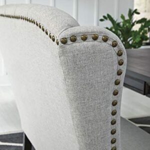 Signature Design by Ashley Jeanette Casual Tufted Back Dining Bench or Sette with Nailhead Trim, Gray