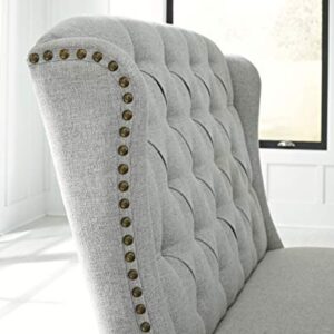 Signature Design by Ashley Jeanette Casual Tufted Back Dining Bench or Sette with Nailhead Trim, Gray