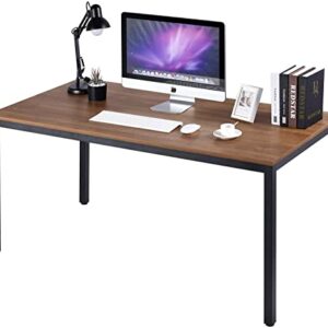 BIBOC 24X63 inches Computer Desk/Dining Table, Office Desk, Composite Wood Board Sturdy Writing Workstation for Home Office Walnut and Black Legs