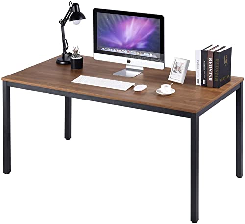 BIBOC 24X63 inches Computer Desk/Dining Table, Office Desk, Composite Wood Board Sturdy Writing Workstation for Home Office Walnut and Black Legs