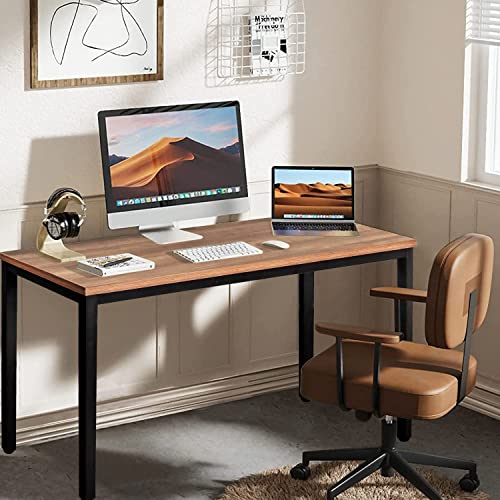 BIBOC 24X63 inches Computer Desk/Dining Table, Office Desk, Composite Wood Board Sturdy Writing Workstation for Home Office Walnut and Black Legs