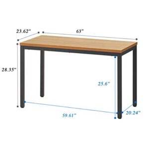 BIBOC 24X63 inches Computer Desk/Dining Table, Office Desk, Composite Wood Board Sturdy Writing Workstation for Home Office Walnut and Black Legs