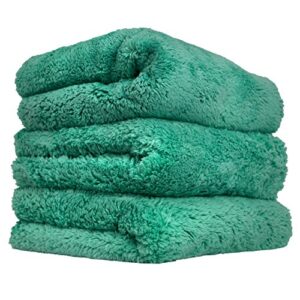 chemical guys mic34603 happy ending ultra edgeless microfiber towel, green, (16" x 16")