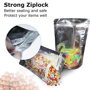 Mylar Bags, 90 Pack 9 Sizes 7mil Mylar Bags for Food Storage, Resealable mylar ziplock bags, Stand Up Pouch Bags, Clear Front with Aluminum Foil Back, Zipper Bags with Gusset Bottom for Multipurpose