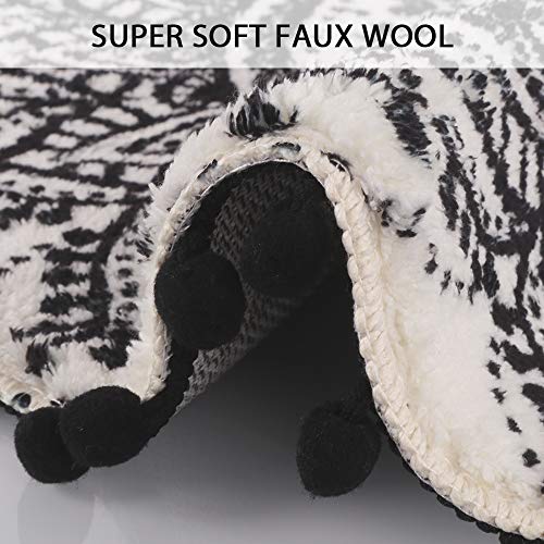 LIVEBOX Boho Bathroom Rug 2ft Machine Washable Black and Cream Small Mandala Round Area Rug with Chic Pom Pom Fringe Non-Slip Ultra Soft Throw Sofa Mat for Bedroom Playroom Kids Room