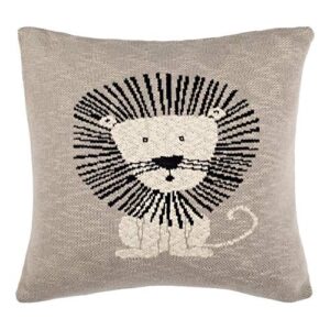 Safavieh Baby Collection Dandy Lion Cotton Throw Pillow, 20" x 20", Black, Grey