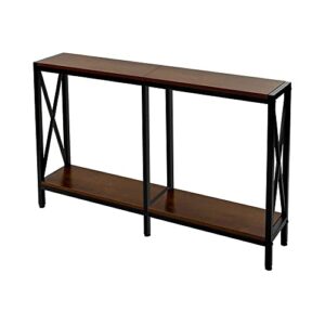 azl1 life concept console table with shelf for living bed room coffee office, weathered gray, dark oak 1