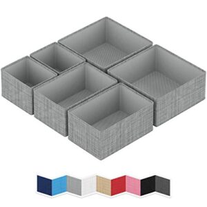 neaterize drawer organizer - [set of 6] - closet organizer and storage baskets| foldable cloth drawers divider | fabric bin for dresser & shelves |organize underwear, socks, bra, & tie’s (grey)