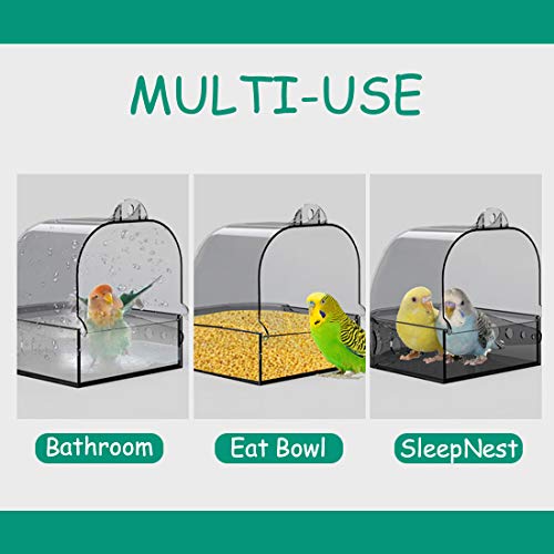 Hamiledyi Bird Cage Bath Parrot Bath Box Accessories Bird Bathing for Budgies Supplies Hanging Bathtub for Small Pet Cockatiel Canary Cockatoos Parakeet Conure Lovebird