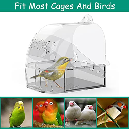 Hamiledyi Bird Cage Bath Parrot Bath Box Accessories Bird Bathing for Budgies Supplies Hanging Bathtub for Small Pet Cockatiel Canary Cockatoos Parakeet Conure Lovebird