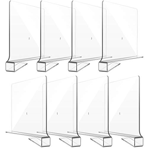 Boao Acrylic Shelf Dividers for Closet Wood Shelf Organizer Multi-Functional Wood Closet Separator for Storage and Organization in Bedroom No Installation Tools Required (Clear)