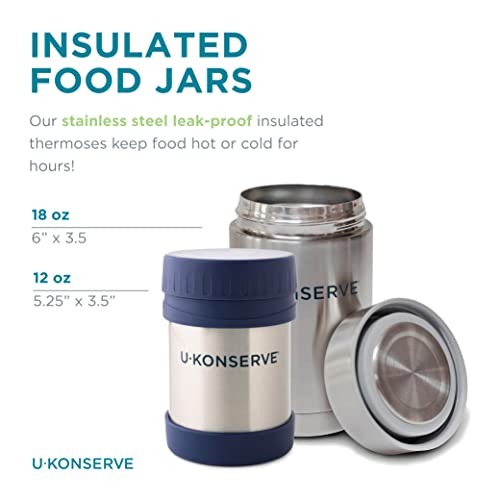 U Konserve Stainless Steel Insulated Food Jar 18oz - Leak-Proof - BPA Free - Plastic-Free Interior - Thermal and Double-Walled to Keep Food Hot and Cold