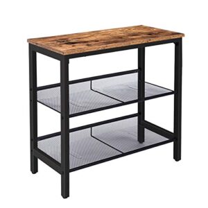 hoobro side table, 3-tier narrow end table, nightstand with 2 flat or slant adjustable shelves for small spaces, hallway, living room, bedroom, sturdy, easy assembly, rustic brown and black bf23bz01