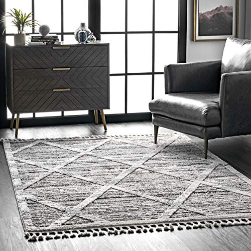 nuLOOM Suri Soft Diamond Trellis Textured Area Rug, 5' 3" x 7' 7", Grey