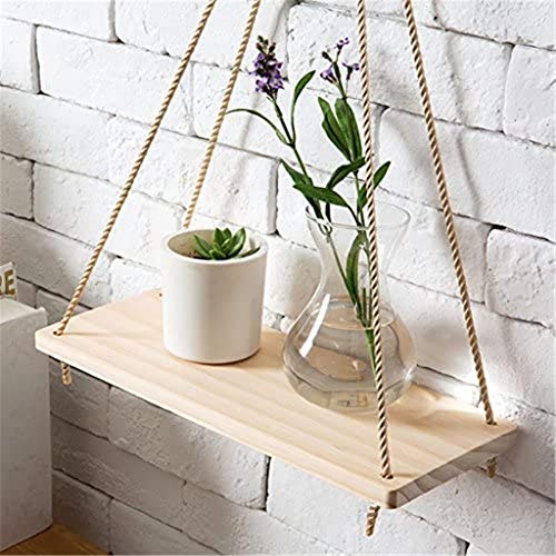 Hanging Shelves for Wall White Wood Shelf Rustic Storage Rack Home Decor Plants Photos Decorations Display for Living Room Bathroom Bedroom Kitchen Apartment Office Mounted Floating Shelves