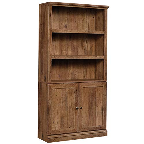 Sauder Misc Storage 3-Shelf 2-Door Tall Wood Bookcase in Vintage Oak