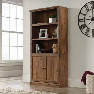 Sauder Misc Storage 3-Shelf 2-Door Tall Wood Bookcase in Vintage Oak