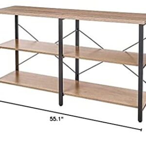 Coral Flower Washed Oak Square Side Shelf for Living Room, Wood and Metal Nightstand，End Table with Storage, Light oak