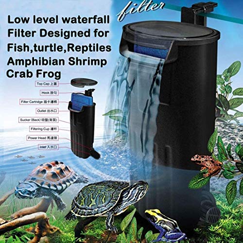 YueYueZou Turtle/Reptile Filter for 20 Gallon Tank, 5/10/30 Gallon etc, Ultra-Quiet Waterfall Filter for Shrimp Amphibian Frog Crab Aquarium