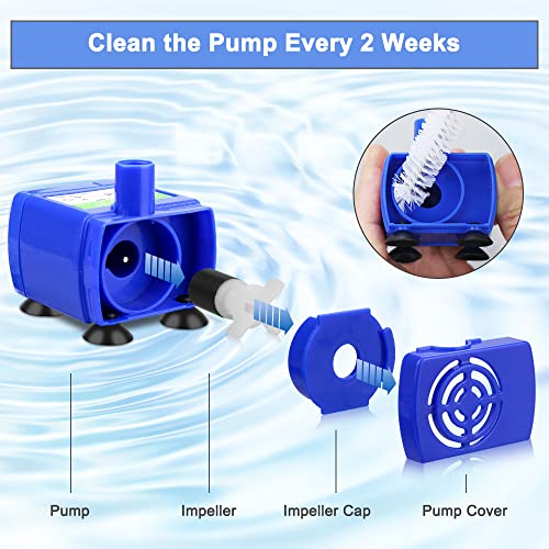 Comsmart Pet Water Fountain Pump, Upgraded Auto Power Off Cat Fountain Pump Replacement, Cat Fountain Water Bowl Inside Replacement Motor DR-DC160 for Pet Drinking Fountain Cat Dog Water Dispenser