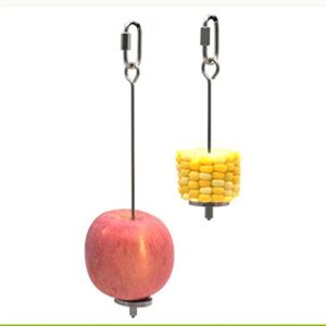 NAPURAL Bird Fruit Vegetable Holder Stainless Steel Vegetable Skewer Hanging Food Feed Tool for Parrot Budgies Parakeet Feeding Fork for Hamsters Chinchillas Rabbits (7.87inches)