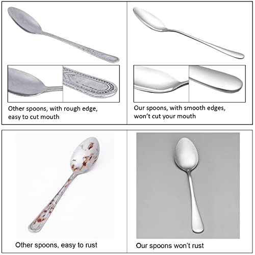 Dinner Spoon Set,16 Pcs 7.3" Tablespoons,Premium Food Grade 18/10 Stainless Steel Spoons,Durable Metal Spoons,Tablespoon,Silverware Spoons Only,Mirror Finish & Dishwasher Safe,Use for Home,Restaurant