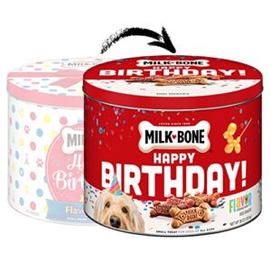 Milk-Bone Flavor Snacks Dog Birthday Treats, Small Biscuits, 36 oz. Tin