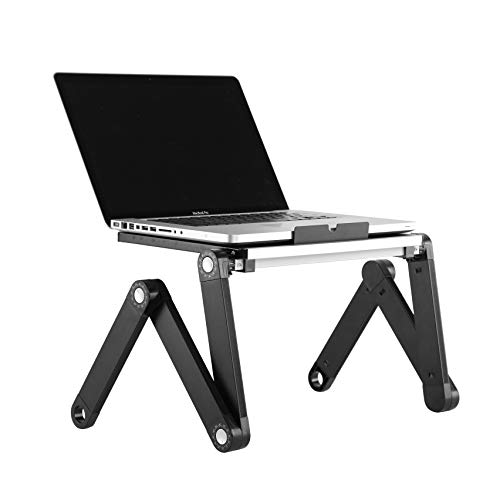 Urban Shop Adjustable Multi Position Folding Sit and Stand Vented Laptop Desk Stand, Black