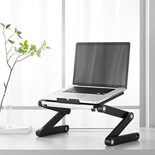 Urban Shop Adjustable Multi Position Folding Sit and Stand Vented Laptop Desk Stand, Black