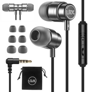 ulix rider wired earbuds in-ear headphones, earphones with microphone, 5 years warranty, with anti-tangle, reinforced cable, 48 Ω driver, intense bass, ear buds phones for iphone, ipad, samsung