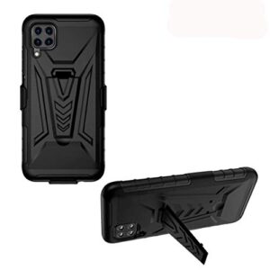 for Huawei P40 Lite (JNY-L21A JNY-LX1 JNY-L01A JNY-L02A), Case + Tempered Glass Sceeen Protector, Anti-Slip Shockproof Rugged Belt Clip Holster Heavy Duty Hybrid Tough Armor Case w/h Kickstand Stand