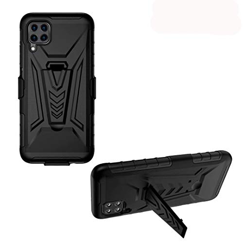 for Huawei P40 Lite (JNY-L21A JNY-LX1 JNY-L01A JNY-L02A), Case + Tempered Glass Sceeen Protector, Anti-Slip Shockproof Rugged Belt Clip Holster Heavy Duty Hybrid Tough Armor Case w/h Kickstand Stand