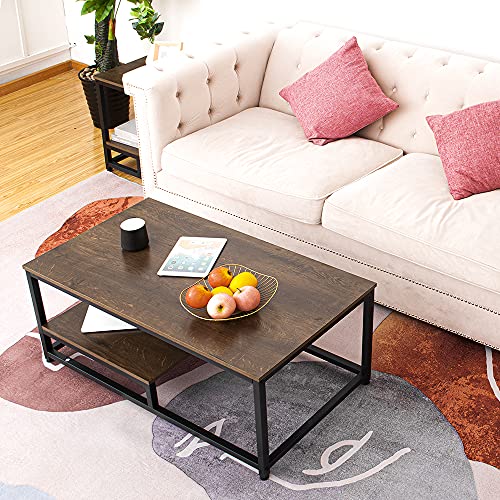 Coral Flower 3 Pieces Coffee Table Set , End Table,Must-Have Addition to Modern Spaces, Dark Oak