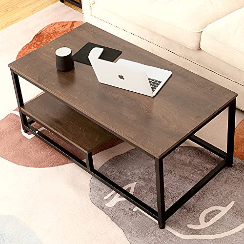 Coral Flower 3 Pieces Coffee Table Set , End Table,Must-Have Addition to Modern Spaces, Dark Oak