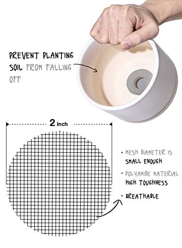 LE TAUCI Flower Pot Hole Mesh Pad, 2" Rounds Drainage Hole, Prevent Soil Loss and Anti-Slip, Bonsai Bottom Grid Mat, Gardening Gifts for Women, 50 Pack