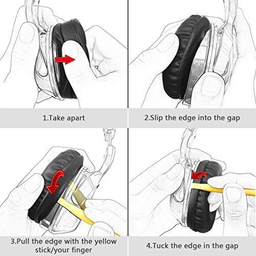 Ear Pads for Plantronics SAVI 710, HW261, Plantronics SupraPlus HW251 Headphones Replacement Ear Cushions, Ear Covers, Headset Earpads (Leatherette/Black)