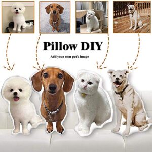 Customized Pillow, Personalized Pet Picture 3D Duplex Printing Body Dog Cat Shaped Pillow Gift for Lover, 16"