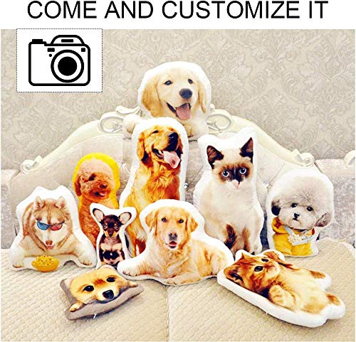 Customized Pillow, Personalized Pet Picture 3D Duplex Printing Body Dog Cat Shaped Pillow Gift for Lover, 16"