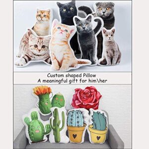 Customized Pillow, Personalized Pet Picture 3D Duplex Printing Body Dog Cat Shaped Pillow Gift for Lover, 16"